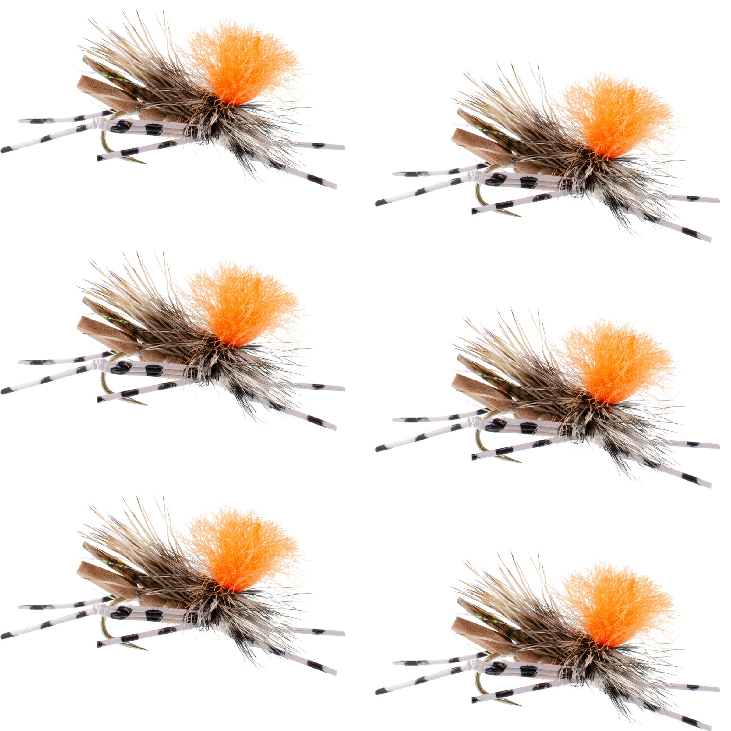 Feth Hopper Tan - Foam Grasshopper Fly Pattern - 6 Flies Hook Size 10 ...