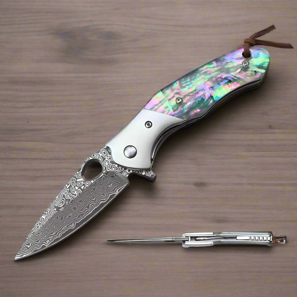 Spire Japanese Vg10 Gentleman S Pocket Knife With Abalone Shell Handle